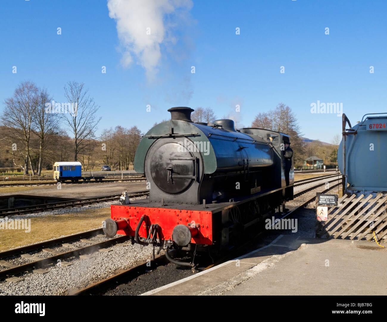 Restored steam train on the Peak Rail line that runs between Rowsley ...