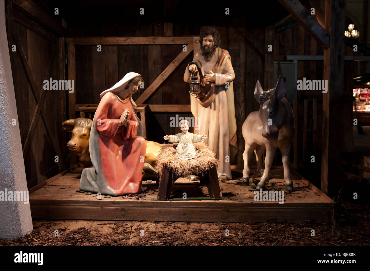 Nativity scene at Chritmas Fair Rathaus Vienna, Austria Stock Photo - Alamy