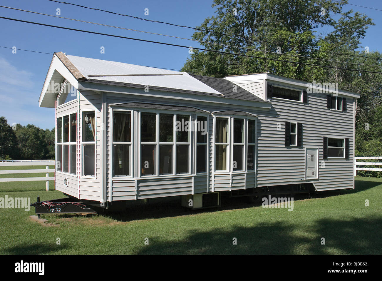 A camping trailer styled to look like a house, Gansevoort, United ...