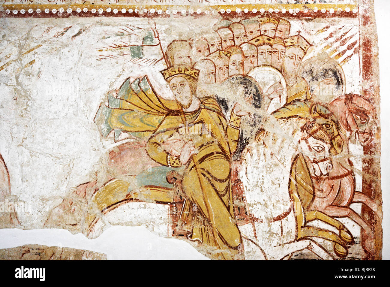12th century Romanesque mural painting, Abbey Church of Saint Savin sur ...