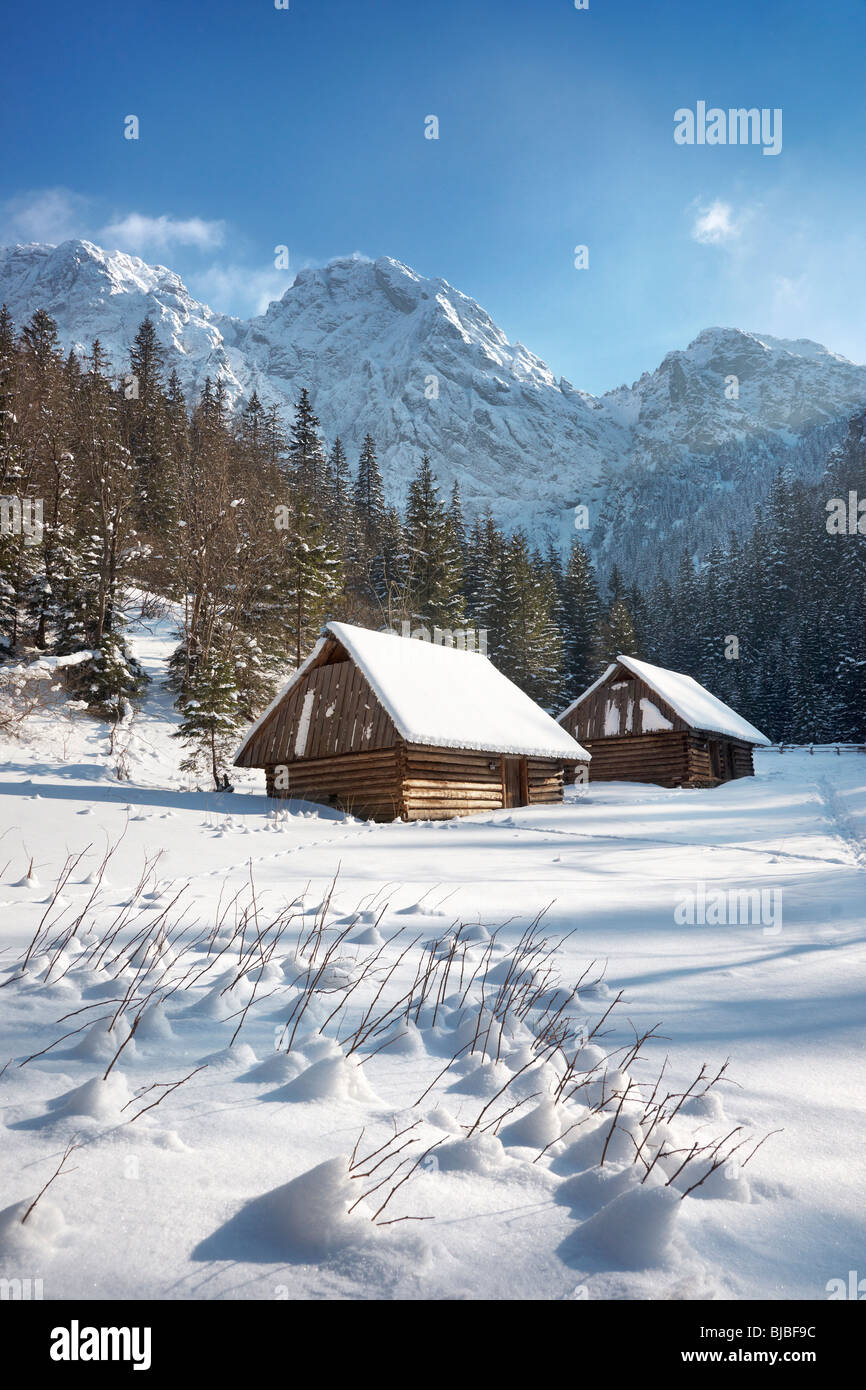 Winter snow mountain landscape with blue sky, Tatra Mountains, Poland ...