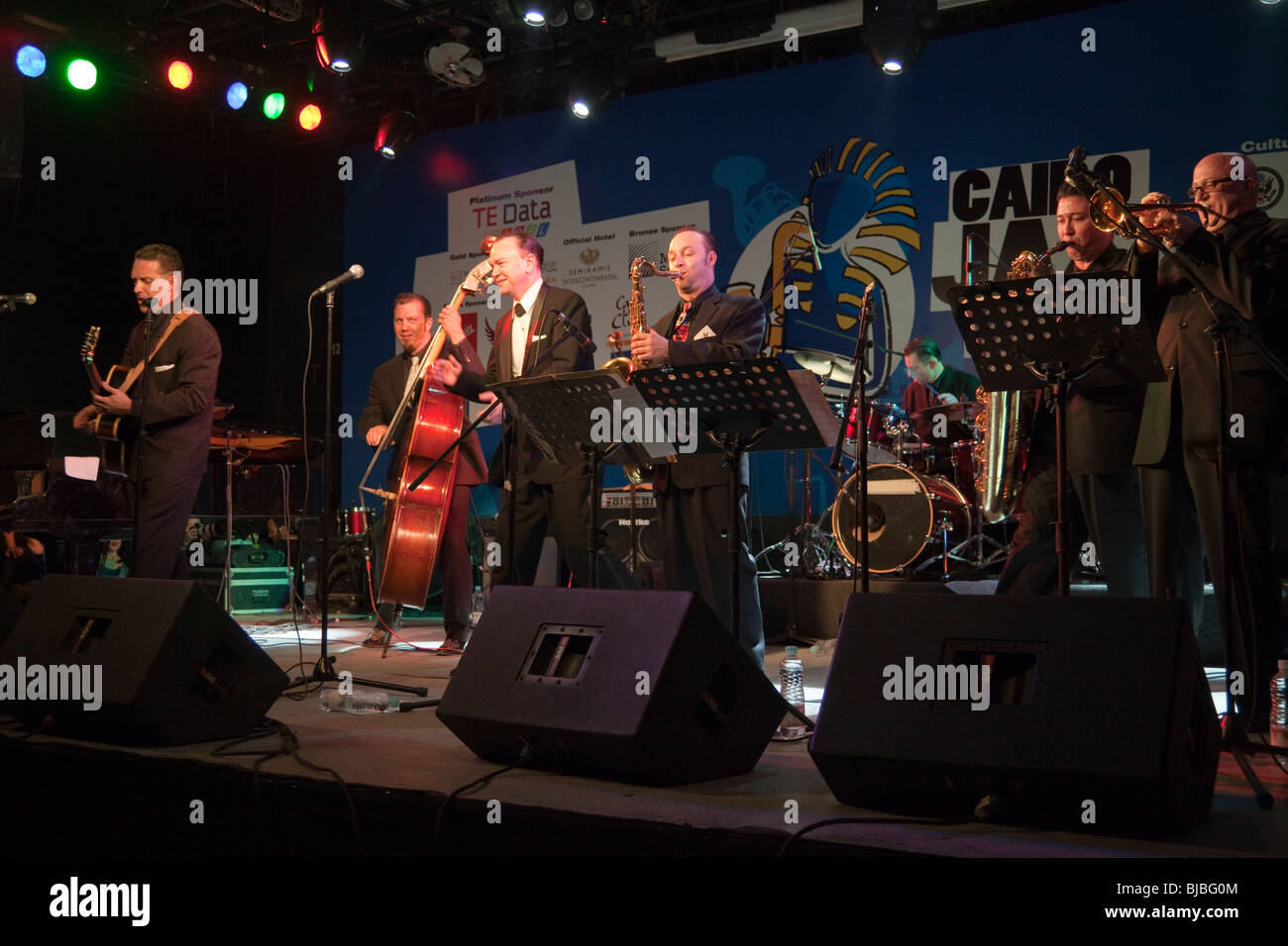 Royal Crown Revue swing band performing at the Cairo Jazz Festival ...