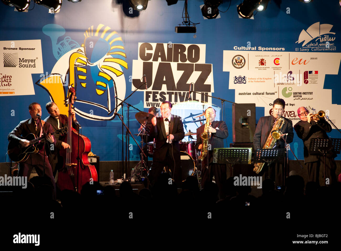 Royal Crown Revue swing band performing at the Cairo Jazz Festival ...