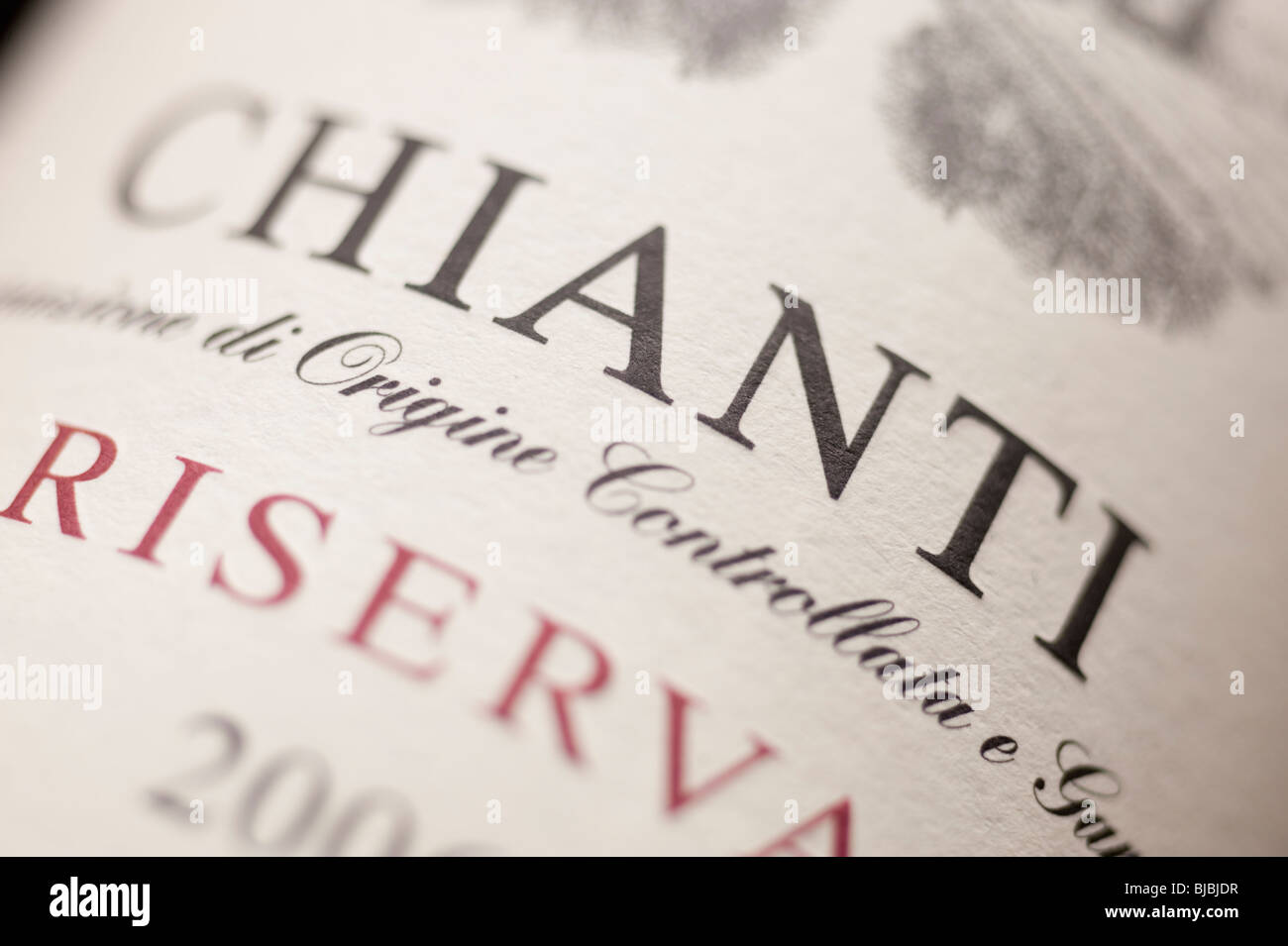Chianti, wine bottle label closeup Stock Photo - Alamy