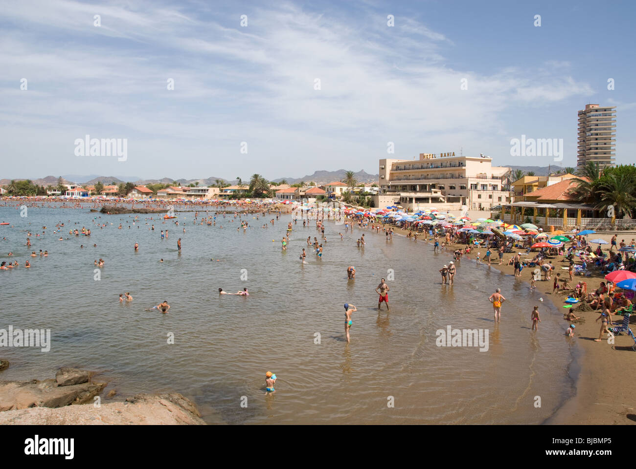 Crowded shot at Bahia Beach Hotel Puerto de Mazarron Murcia Costa ...