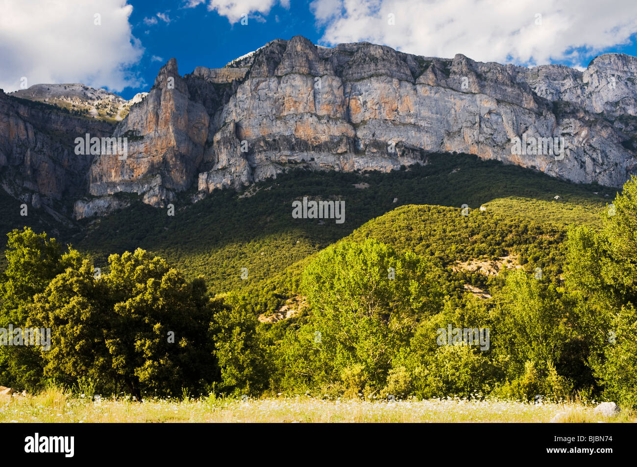 Peña Montañesa, a prominent limestone mountain in the Spanish Pyrenees ...