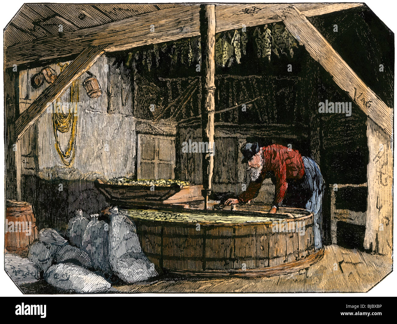 Grain hopper inside a windmill on Nantucket Island, Massachusetts ...