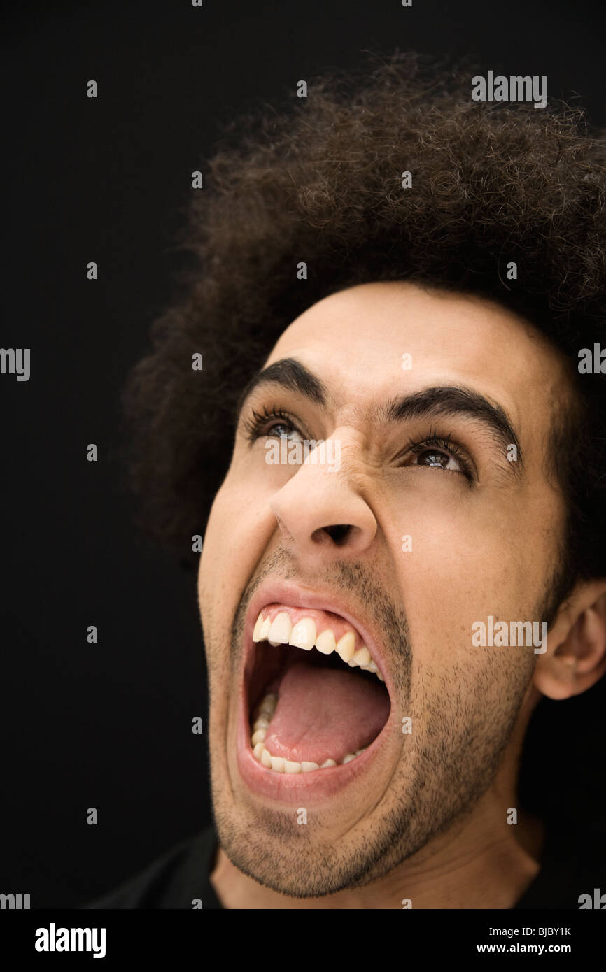 Shouting Hispanic man Stock Photo - Alamy