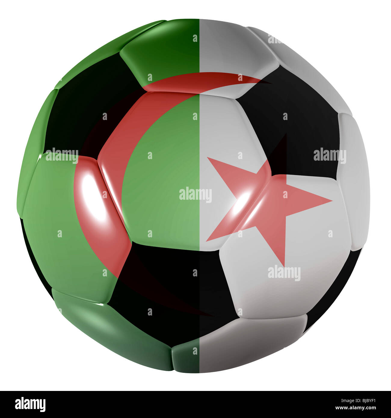 Traditional black and white soccer ball or football algeria flag Stock ...