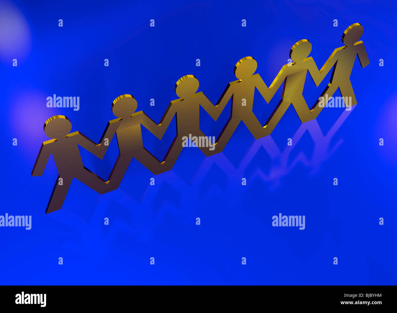 chain of paper men linked together ideal as a business concept Stock ...