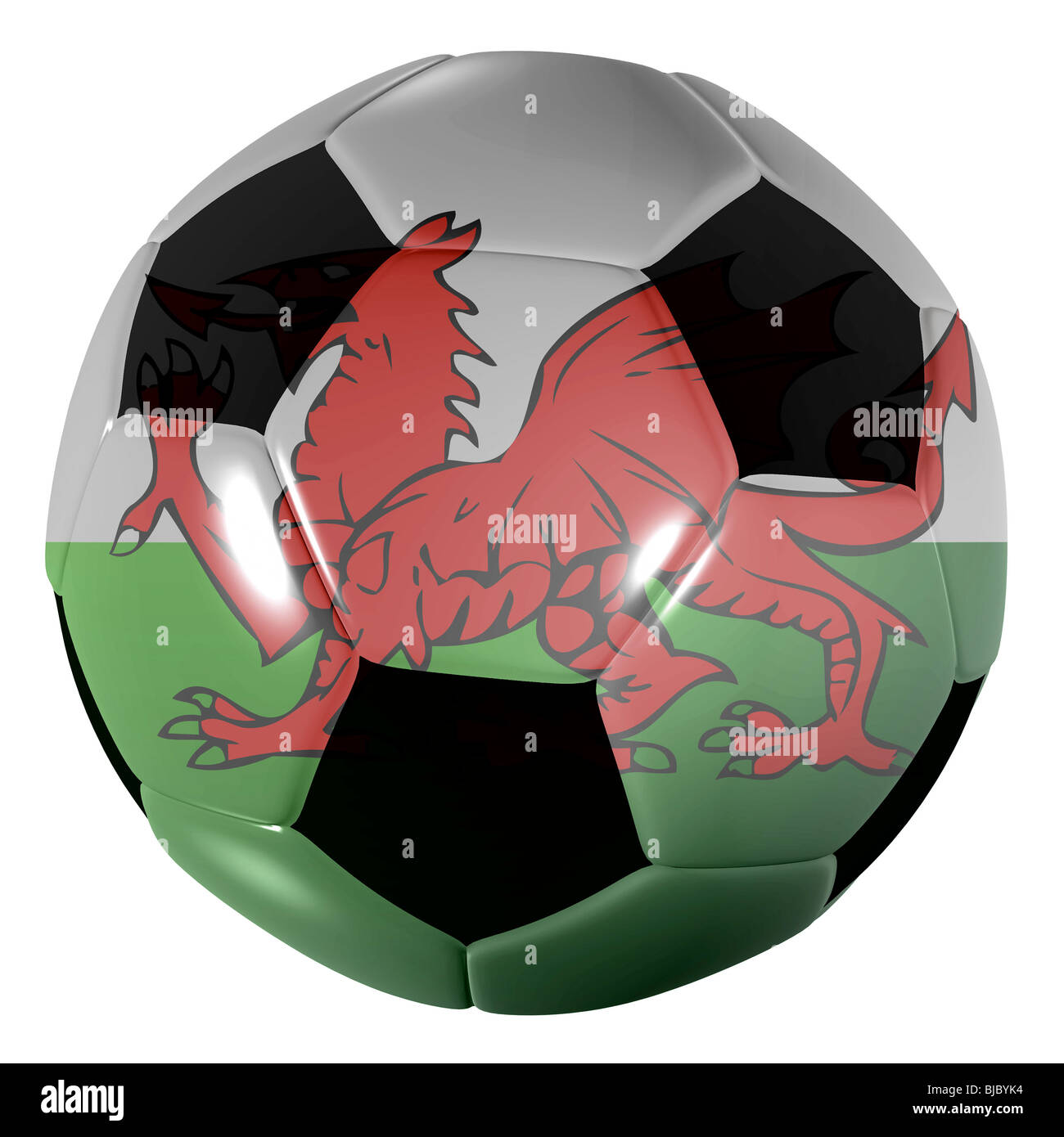 Traditional black and white soccer ball or football wales Stock Photo ...