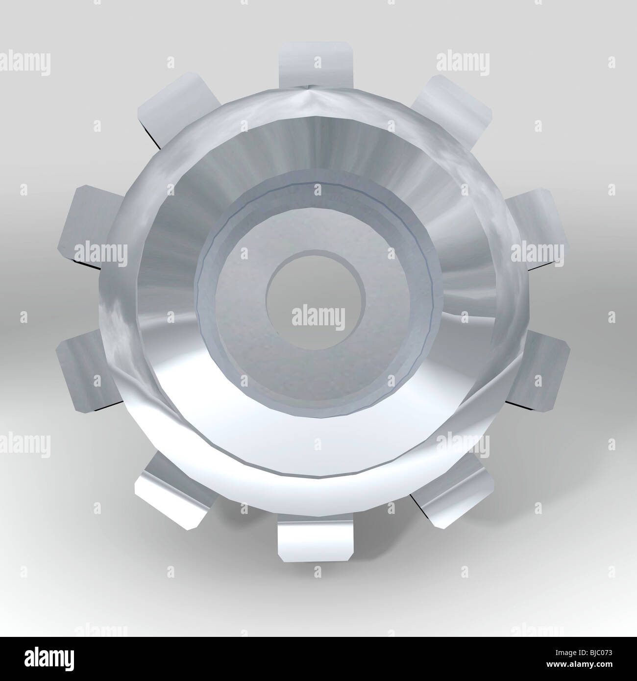 Silver metal gear or cog with teeth and shadow Stock Photo - Alamy