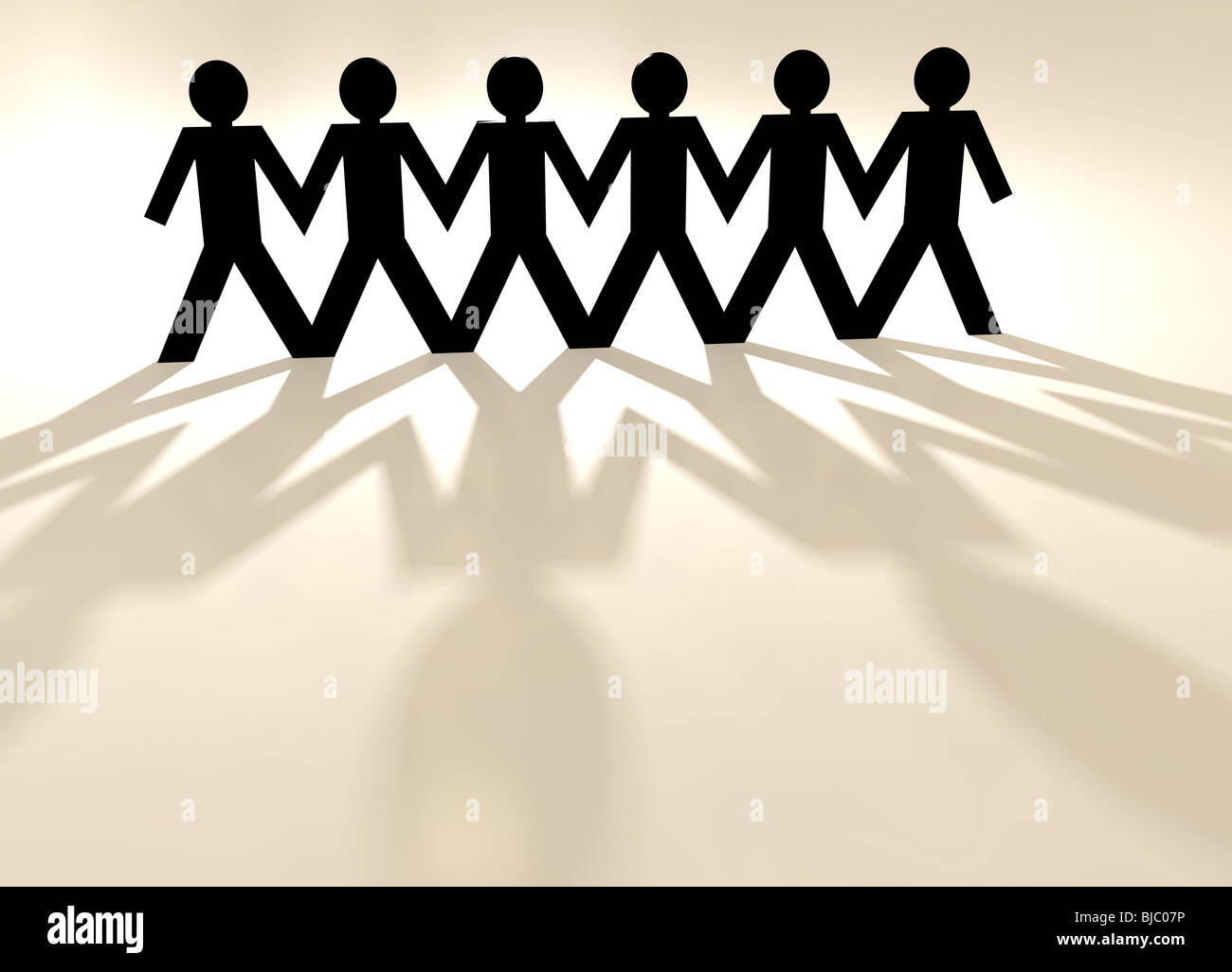 paper chain men with light shining through their bodies Stock Photo - Alamy