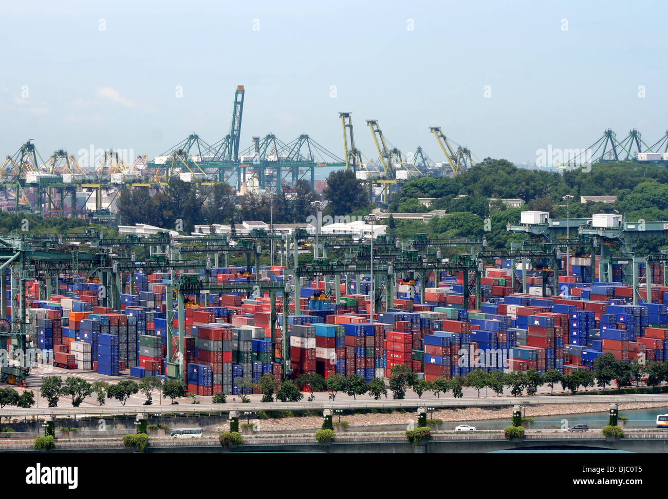 elevated view of Port of Singapore April 2008 Stock Photo - Alamy