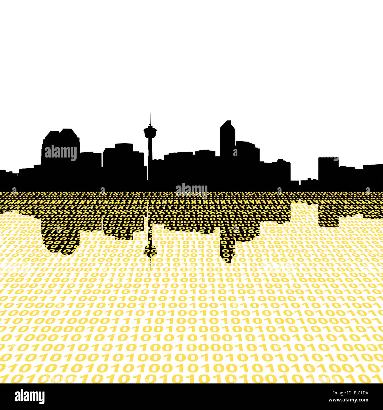 Calgary skyline with binary perspective foreground illustration Stock ...
