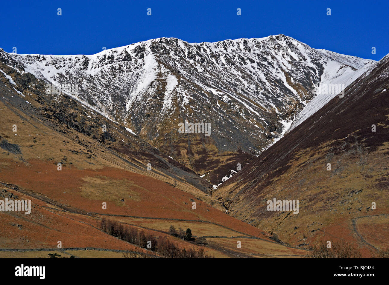 Gategill and Hall's Fell, Blencathra, from Threlkeld. Lake District ...