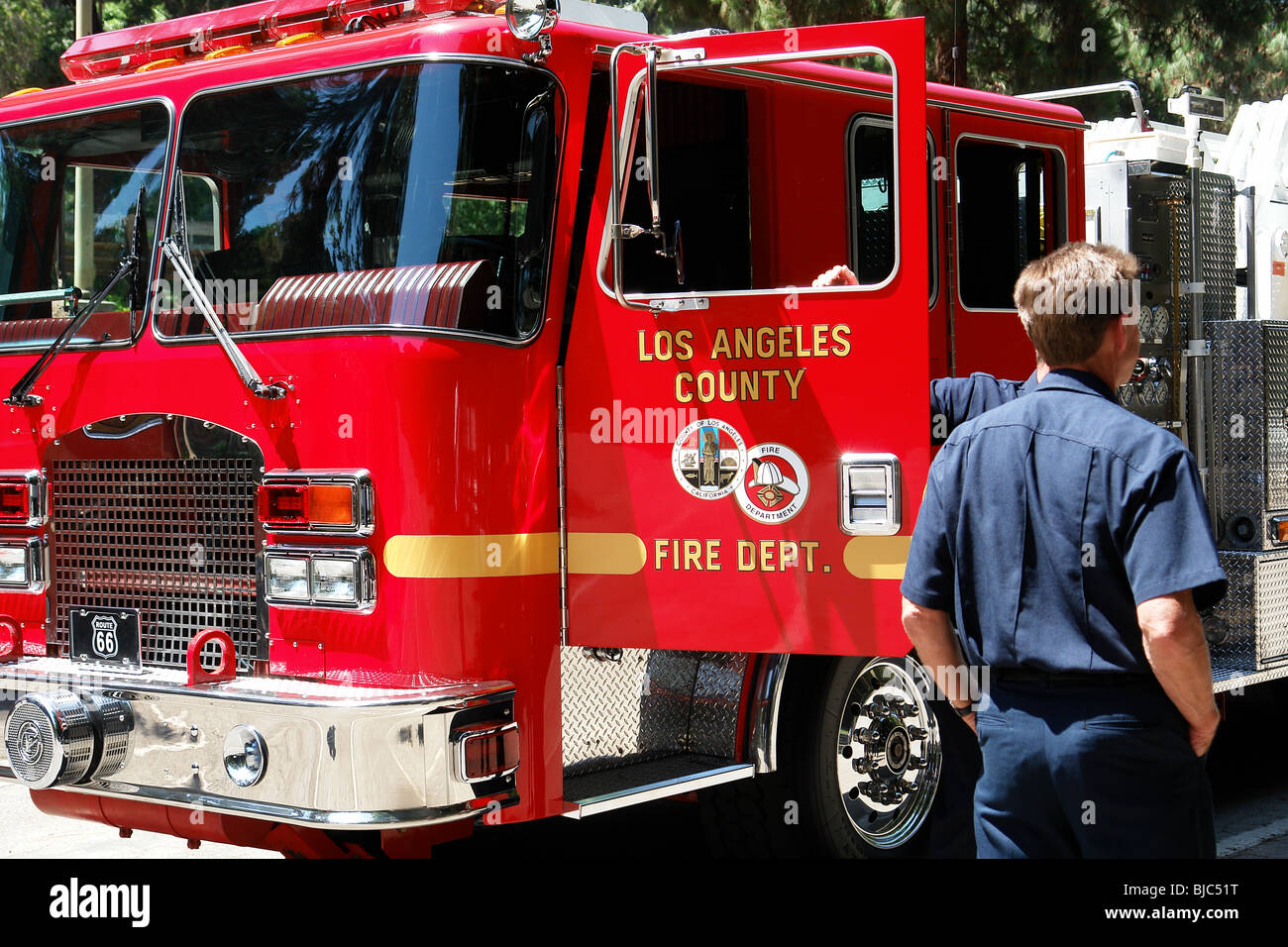 fireman truck Los Angeles California USA Stock Photo - Alamy