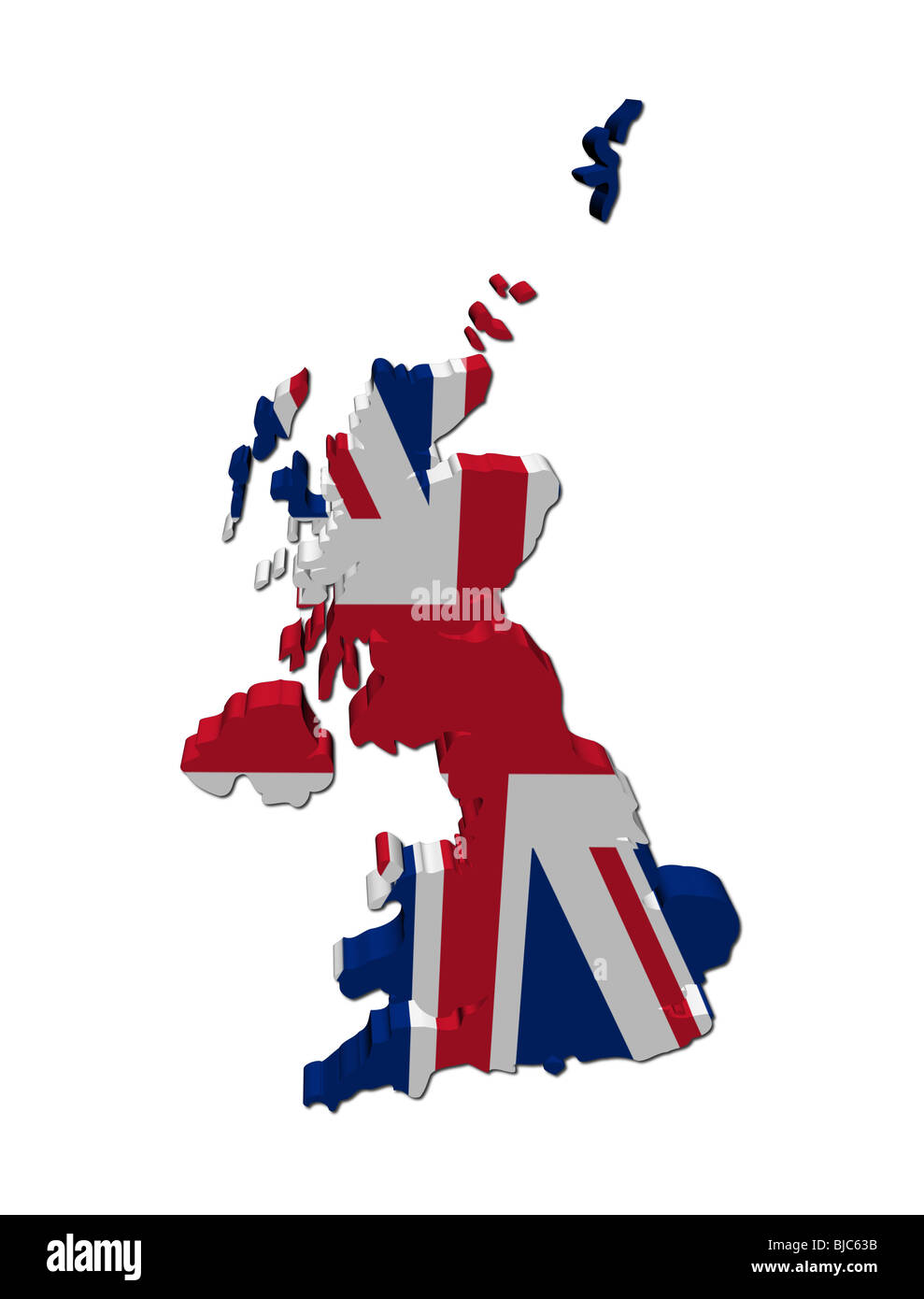 Britain map flag 3d render on white illustration Stock Photo - Alamy