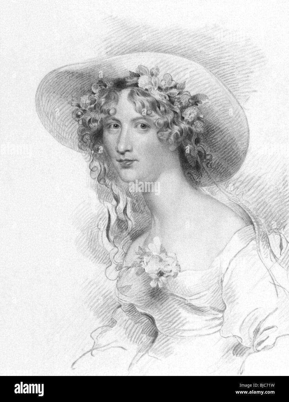 Anna Maria Porter (1780-1832) on engraving from the 1800s. Poet ...