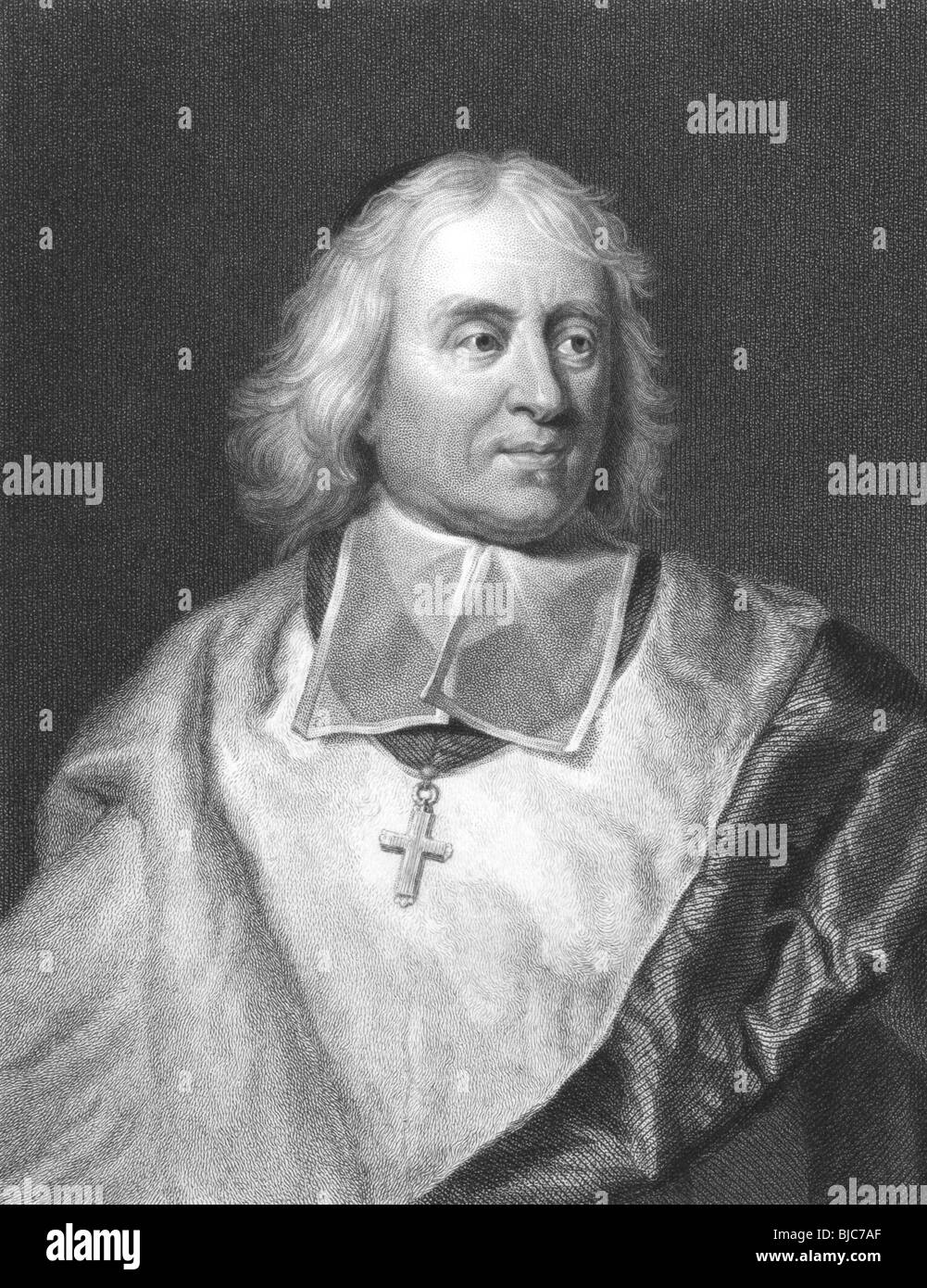 Jacques-Benigne Bossuet (1627-1704) on engraving from the 1800s. French ...