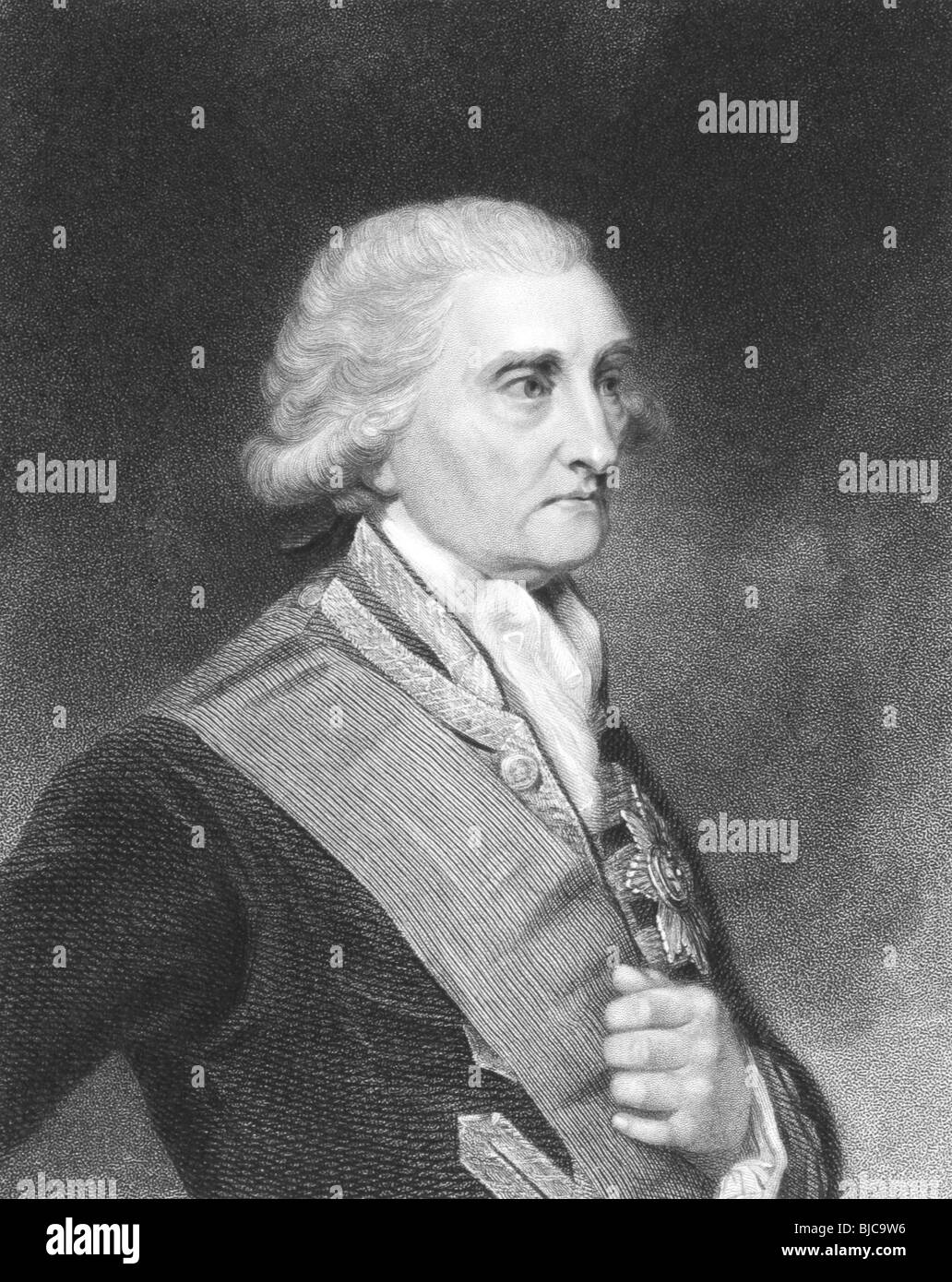 George Brydges Rodney, 1st Baron Rodney (1719-1792) on engraving from ...