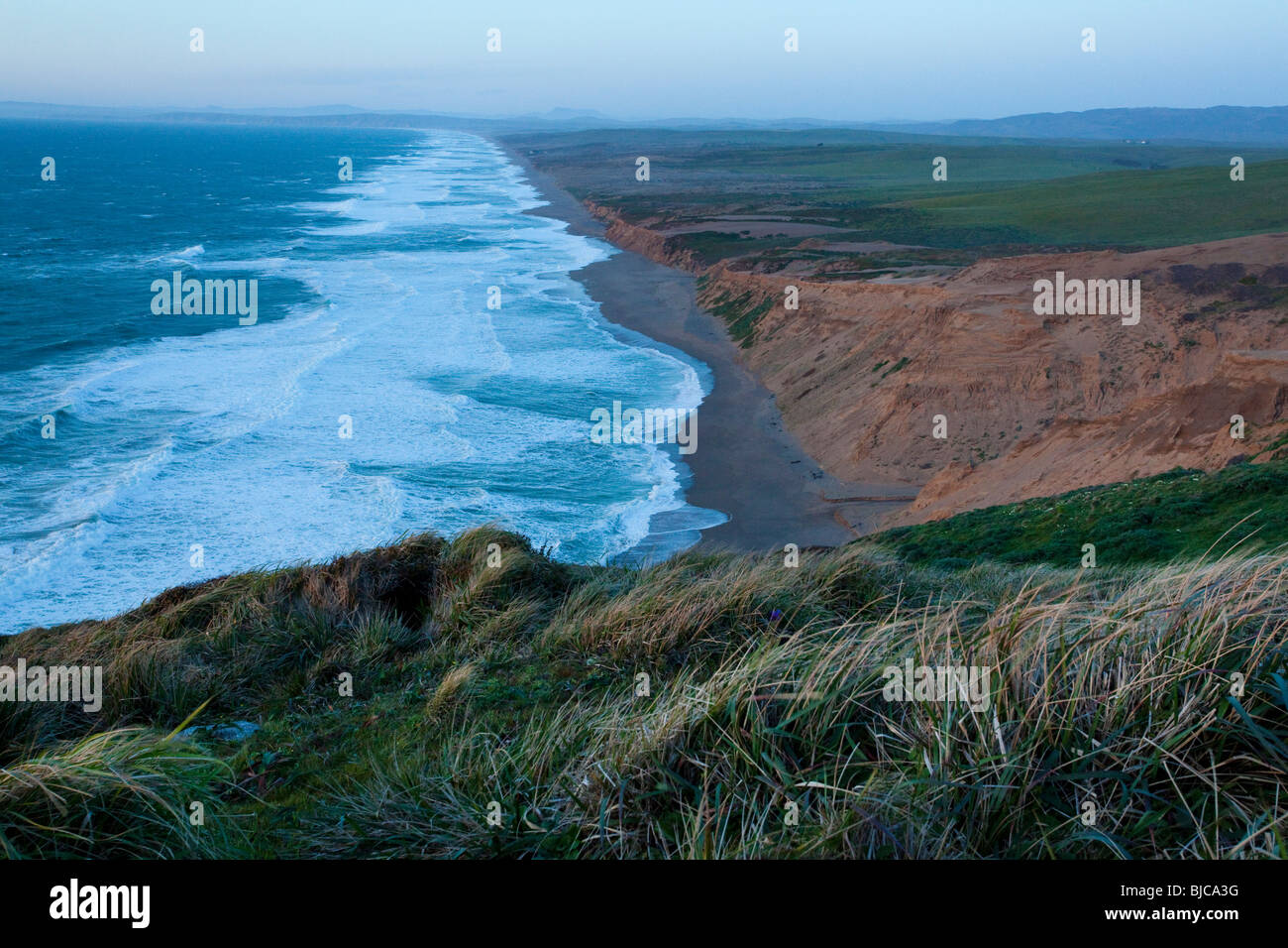 Point Reyes beach, view from the lighthouse, Point Reyes National ...