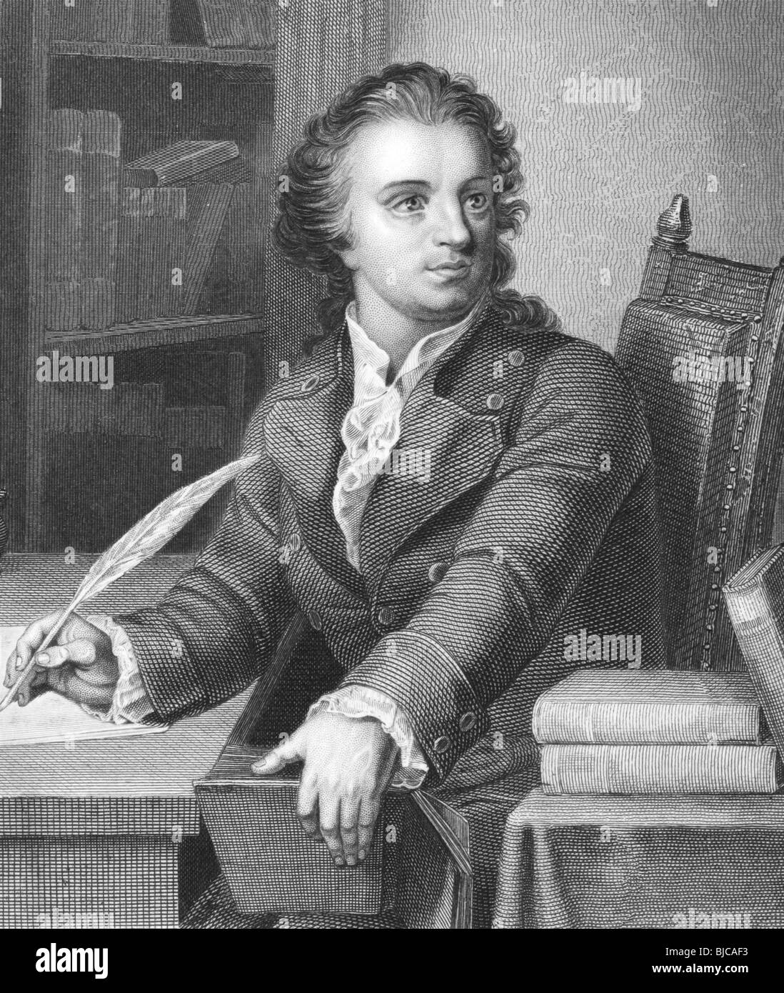 Gotthold Ephraim Lessing (1729-1781) on engraving from the 1800s Stock ...