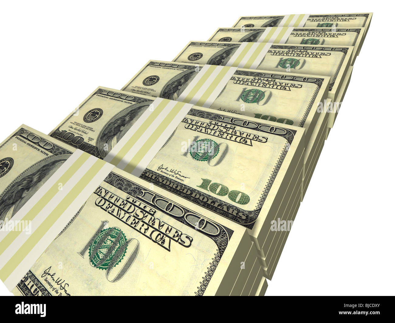 Dollar stacks arranged as a stairway isolated on white Stock Photo - Alamy