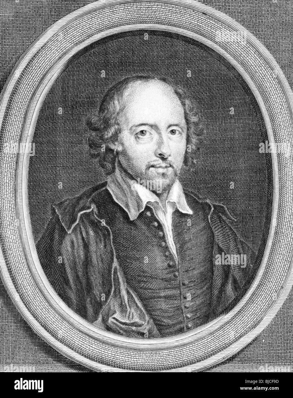 William Shakespeare (1564-1616) on engraving from the 1700s. English ...