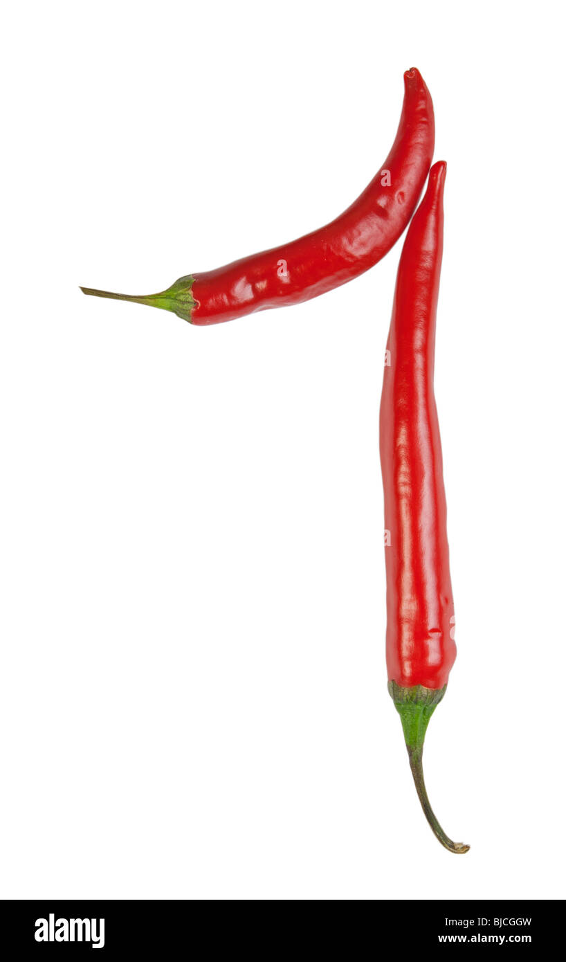 Number 1 made from chili, with clipping path Stock Photo - Alamy