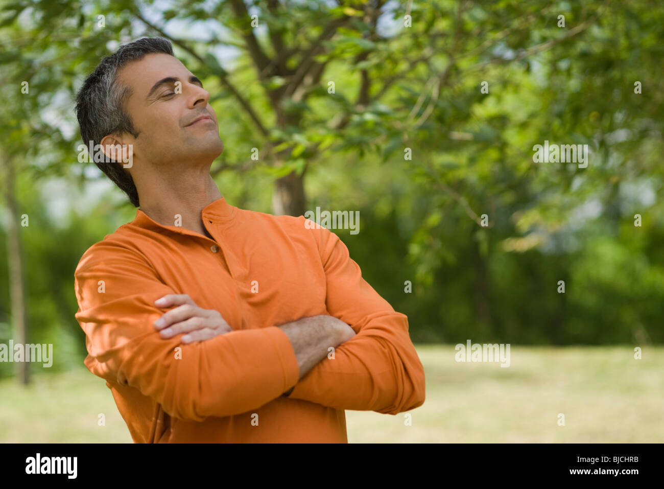 Man enjoying fresh air outdoors Stock Photo - Alamy