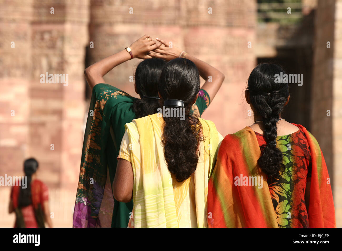 New Delhi India. Tourism at the Qutb Minar complex Stock Photo - Alamy
