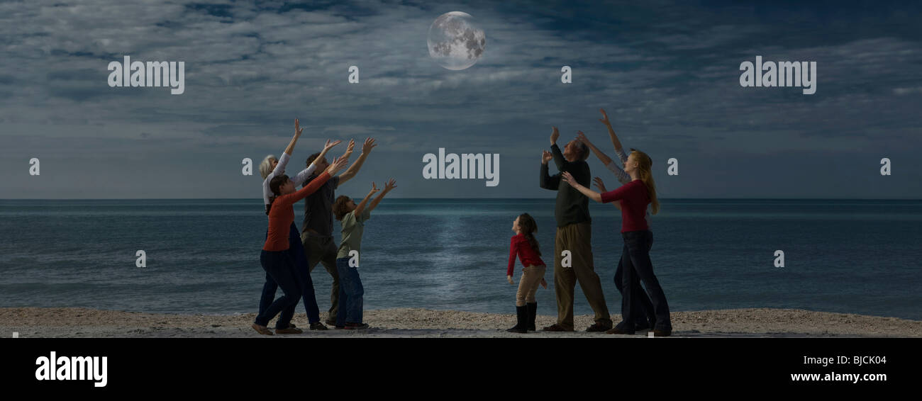 Man looking up full moon hi-res stock photography and images - Alamy