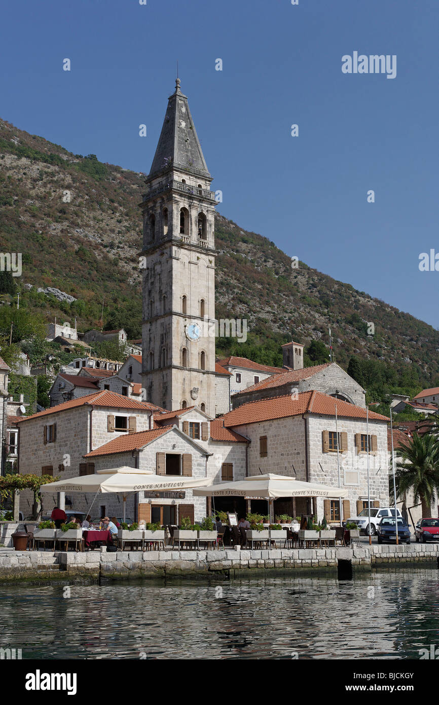 Perast,old town,St Nicholas Church,Kotor Bay,Montenegro Stock Photo - Alamy