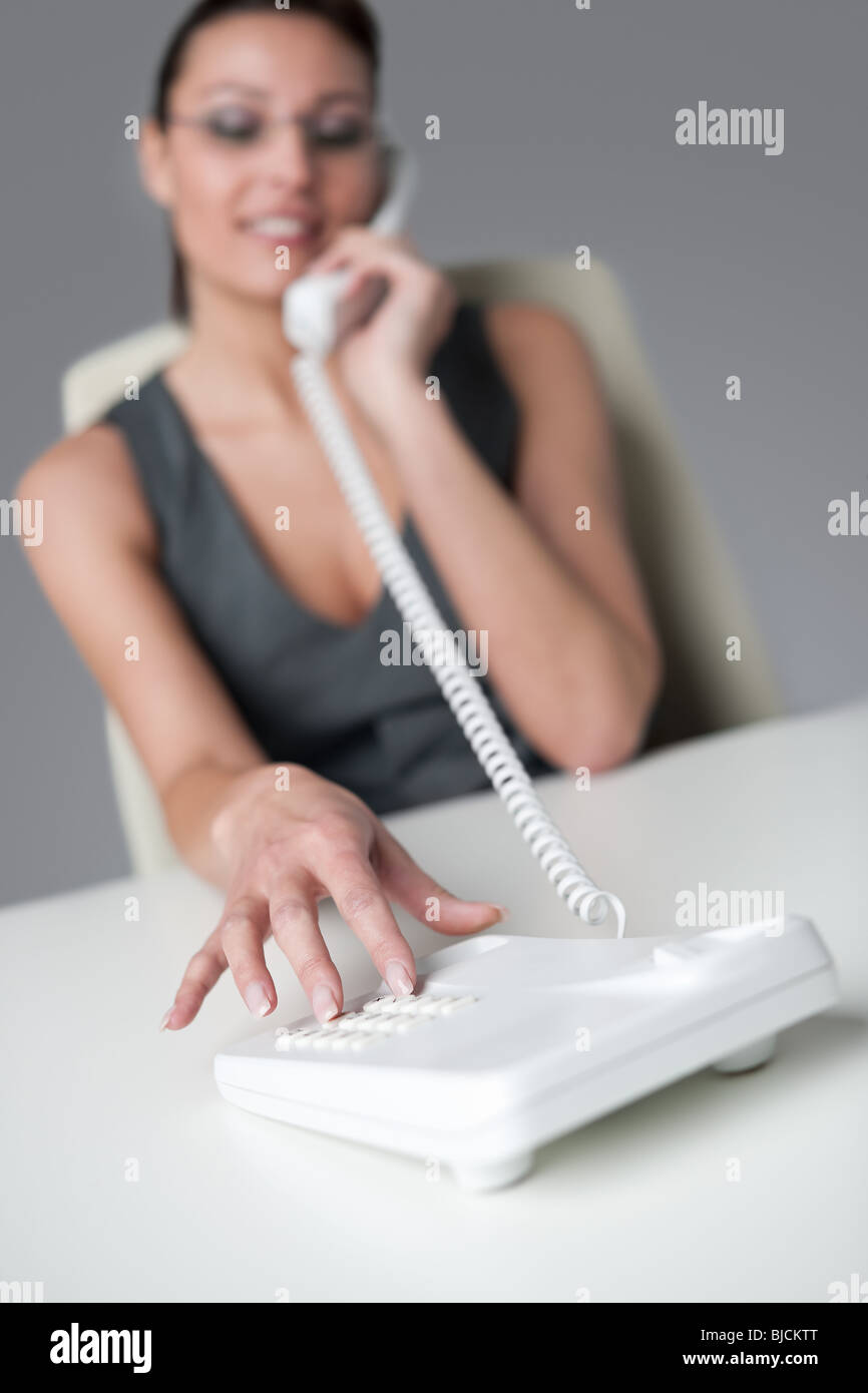 Successful business woman calling, focus on phone and hand Stock Photo ...