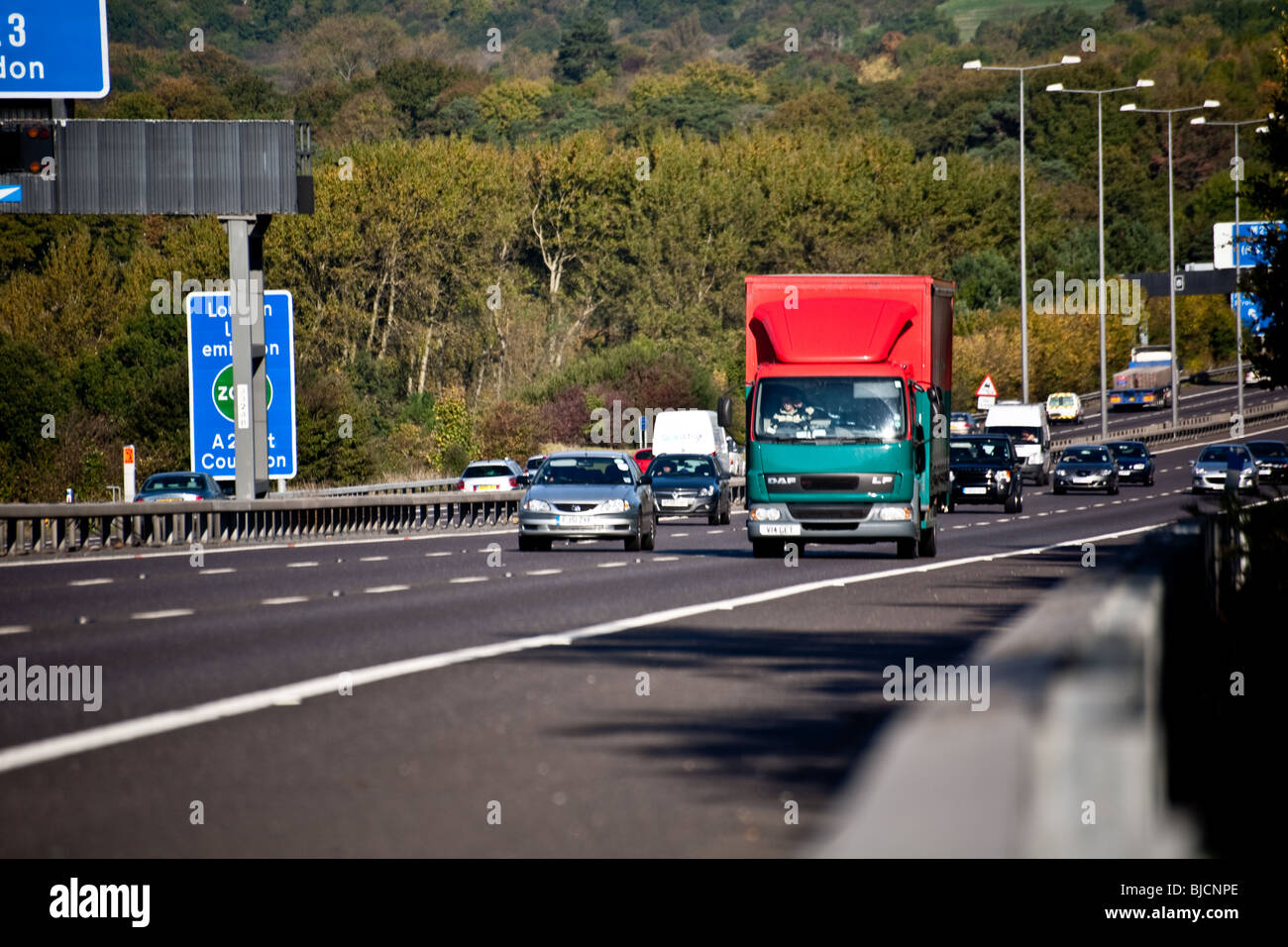 motorway traffic travelling south on the M23. Photo taken looking north ...