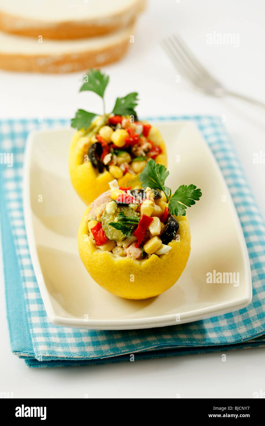 Stuffed lemons. Recipe available Stock Photo - Alamy