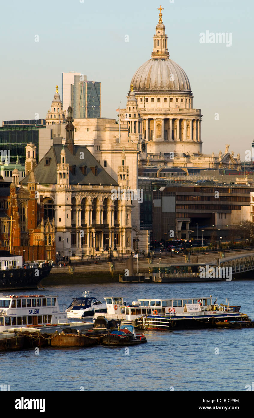 London Skyline from Waterloo bridge showing buildings surrounding St ...