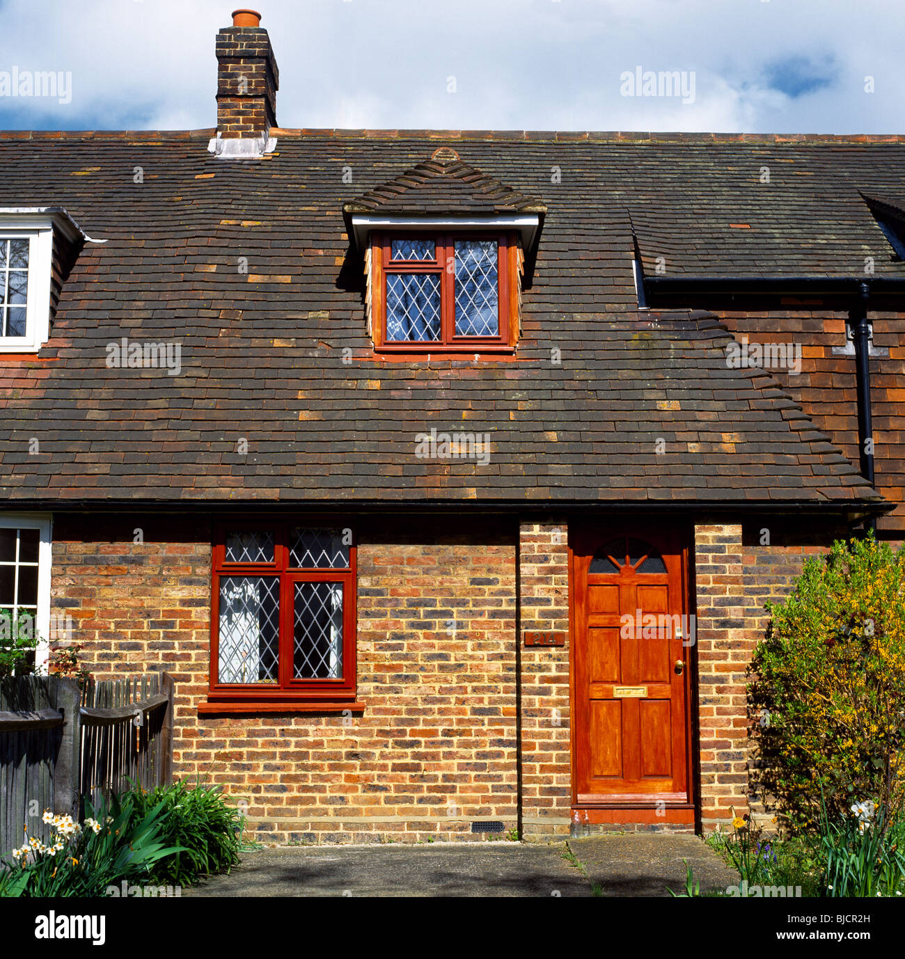 Caption Semi Detached House Leaded Lights Dorma Window Stock Photo - Alamy