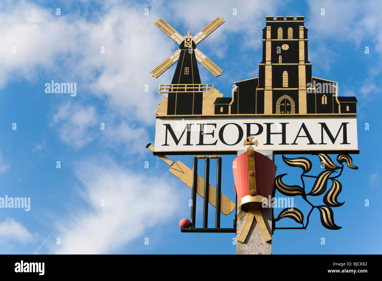 Village sign, Meopham, Kent, UK. designed by local artist, Eric Bugg ...