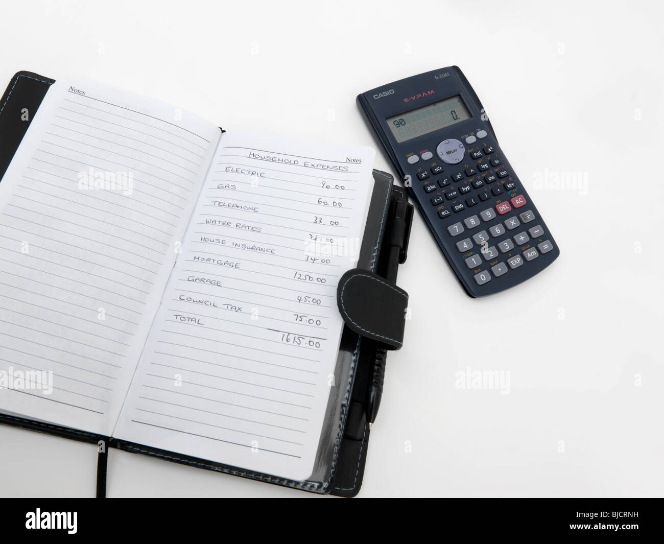 Handwritten budget list calculator note hi-res stock photography and ...
