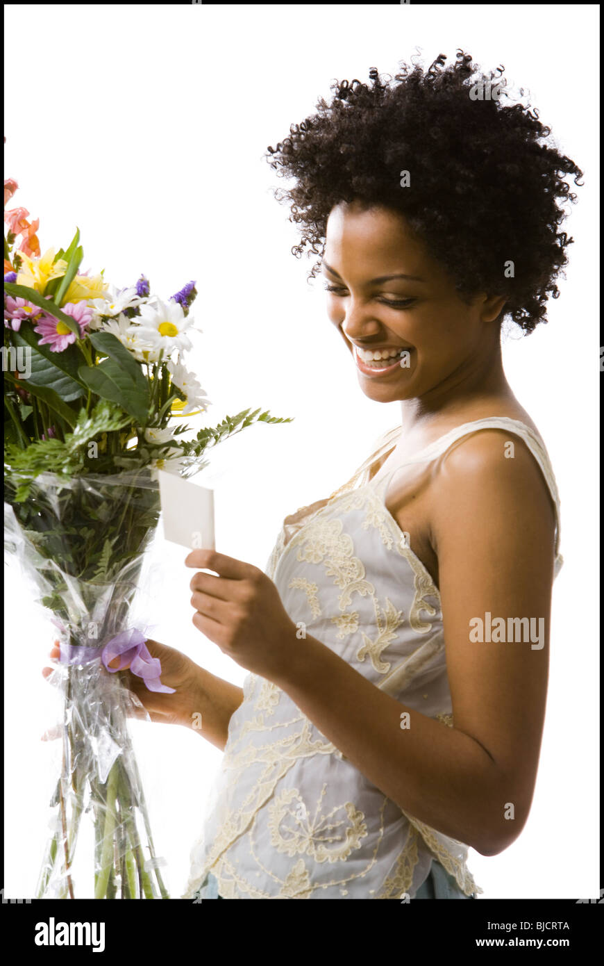 woman with flowers Stock Photo - Alamy