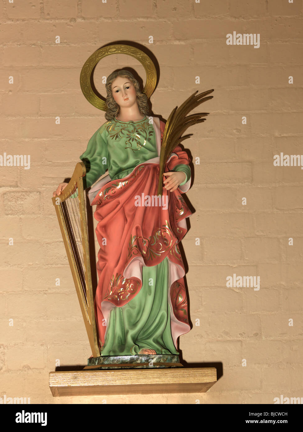 Statue Saint Cecilia with Harp and Plume denoting her Martyerdom Patron ...