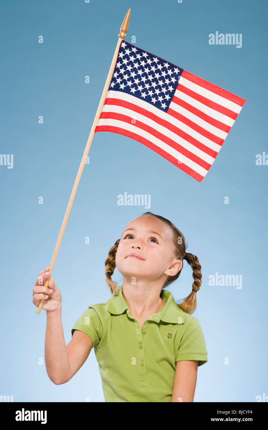 Child with American flag Stock Photo - Alamy