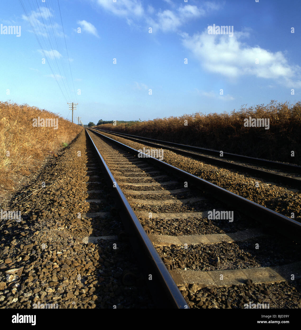 Rail track going into infinity Stock Photo - Alamy