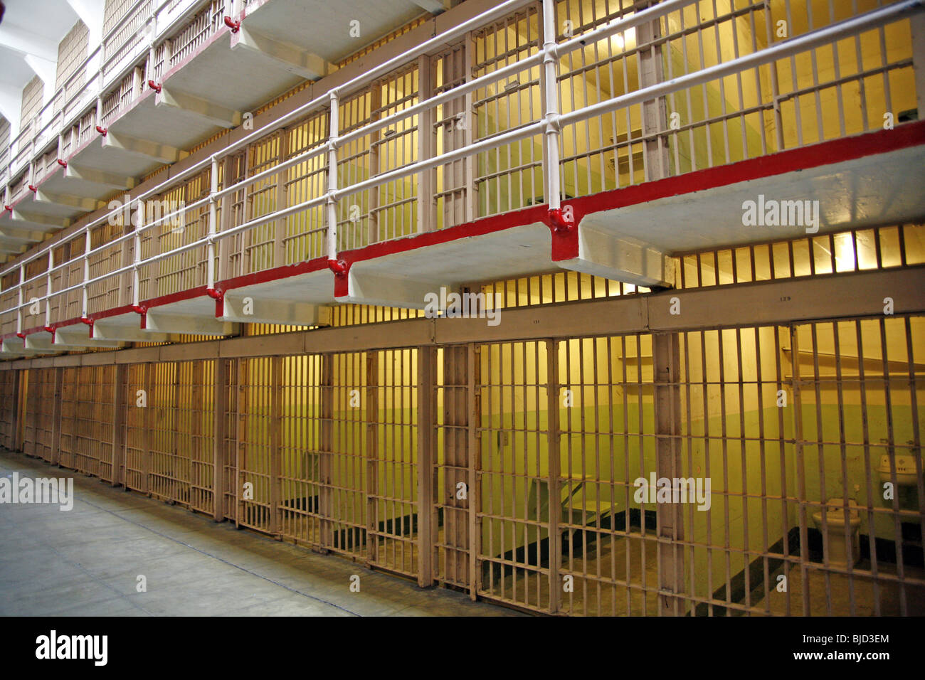 Prison cells in Alcatraz Island prison in San Francisco, California ...