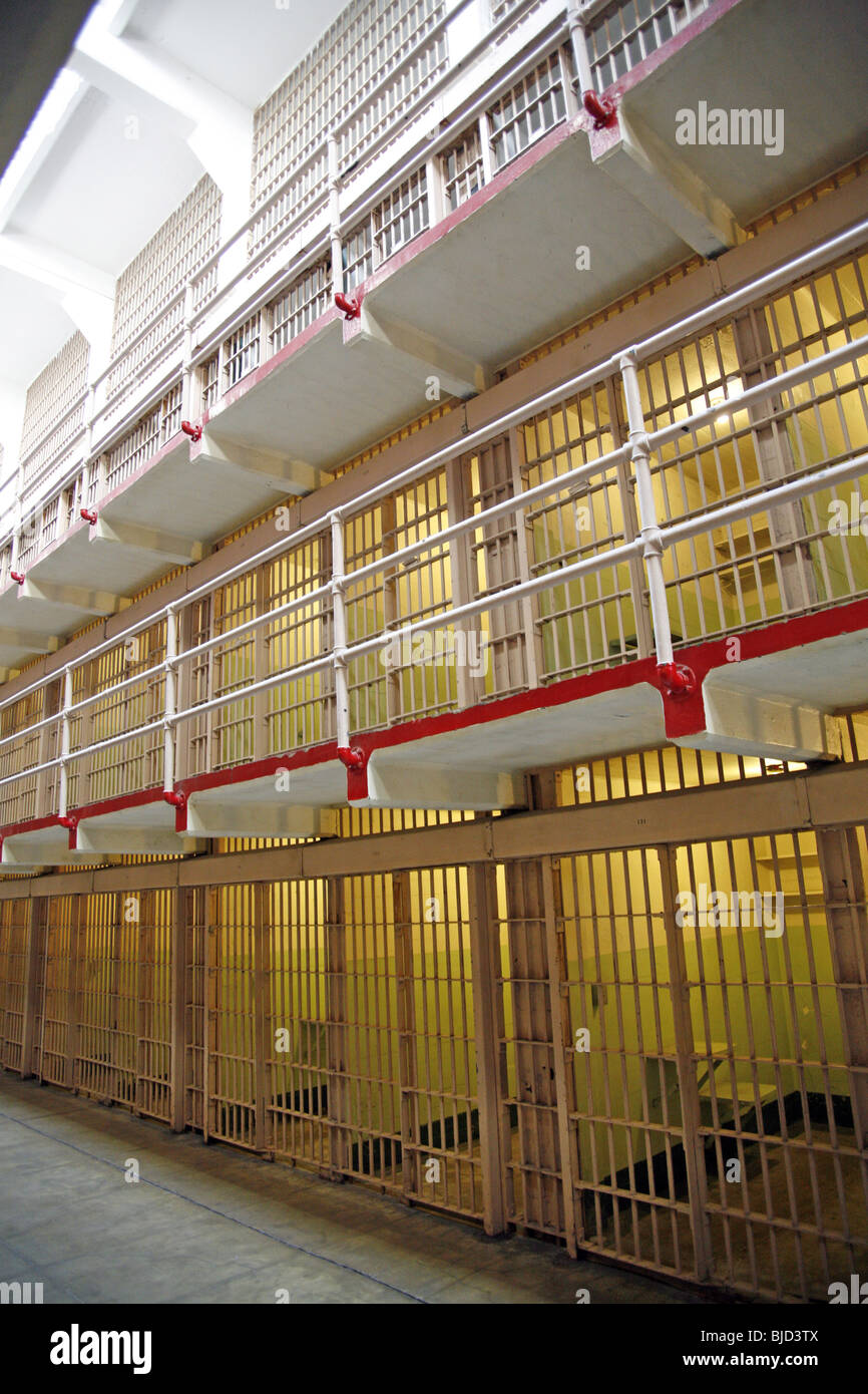 Prison cells in Alcatraz Island prison in San Francisco, California ...