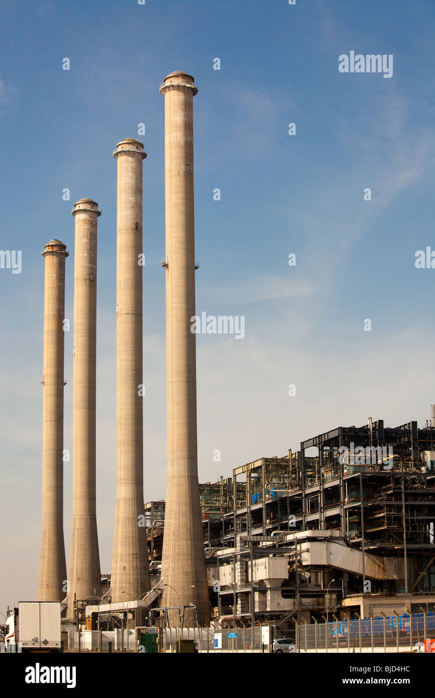 huge thermal power station with four high chimneys Stock Photo - Alamy