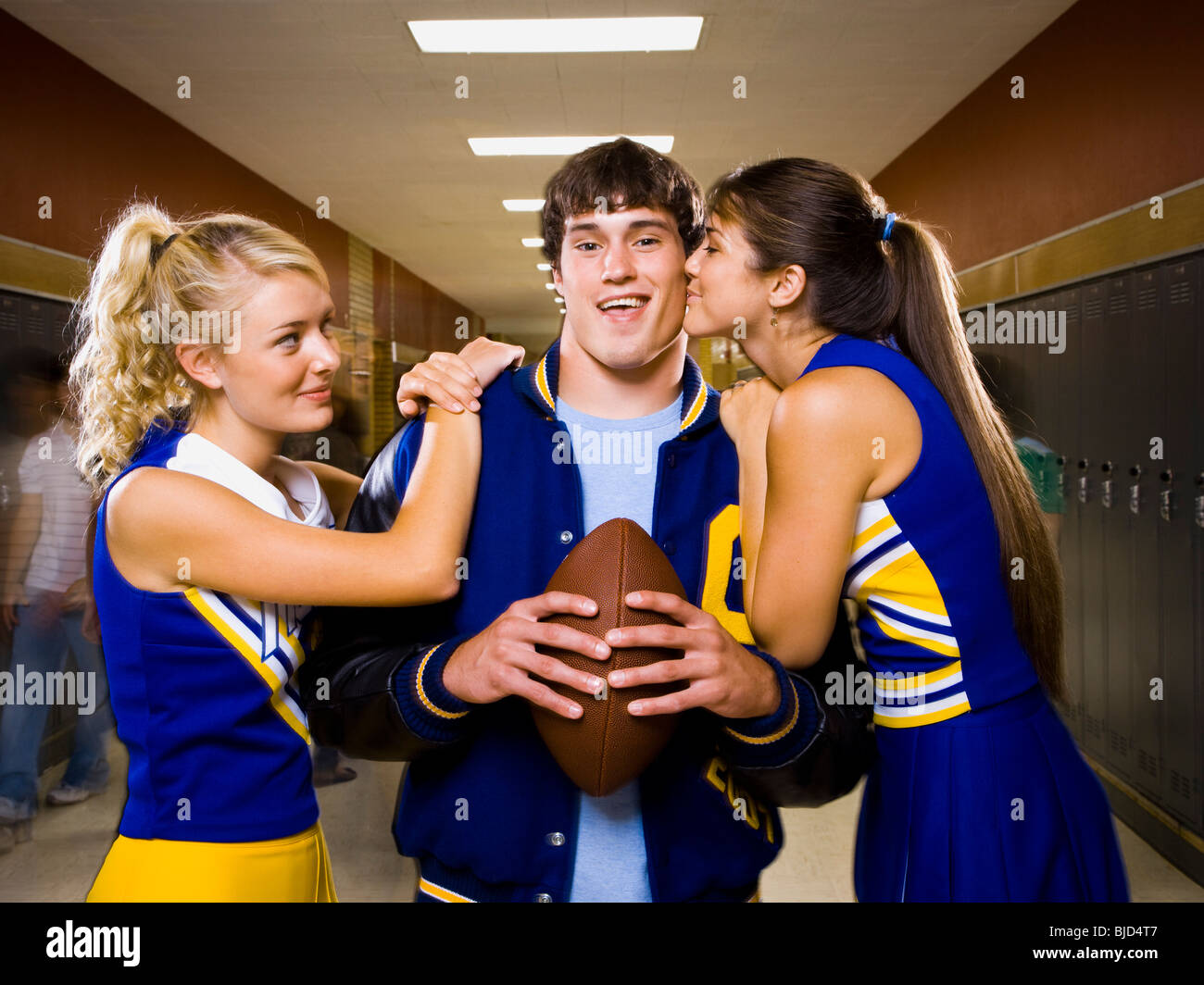 Two female and one male High School Students Stock Photo - Alamy