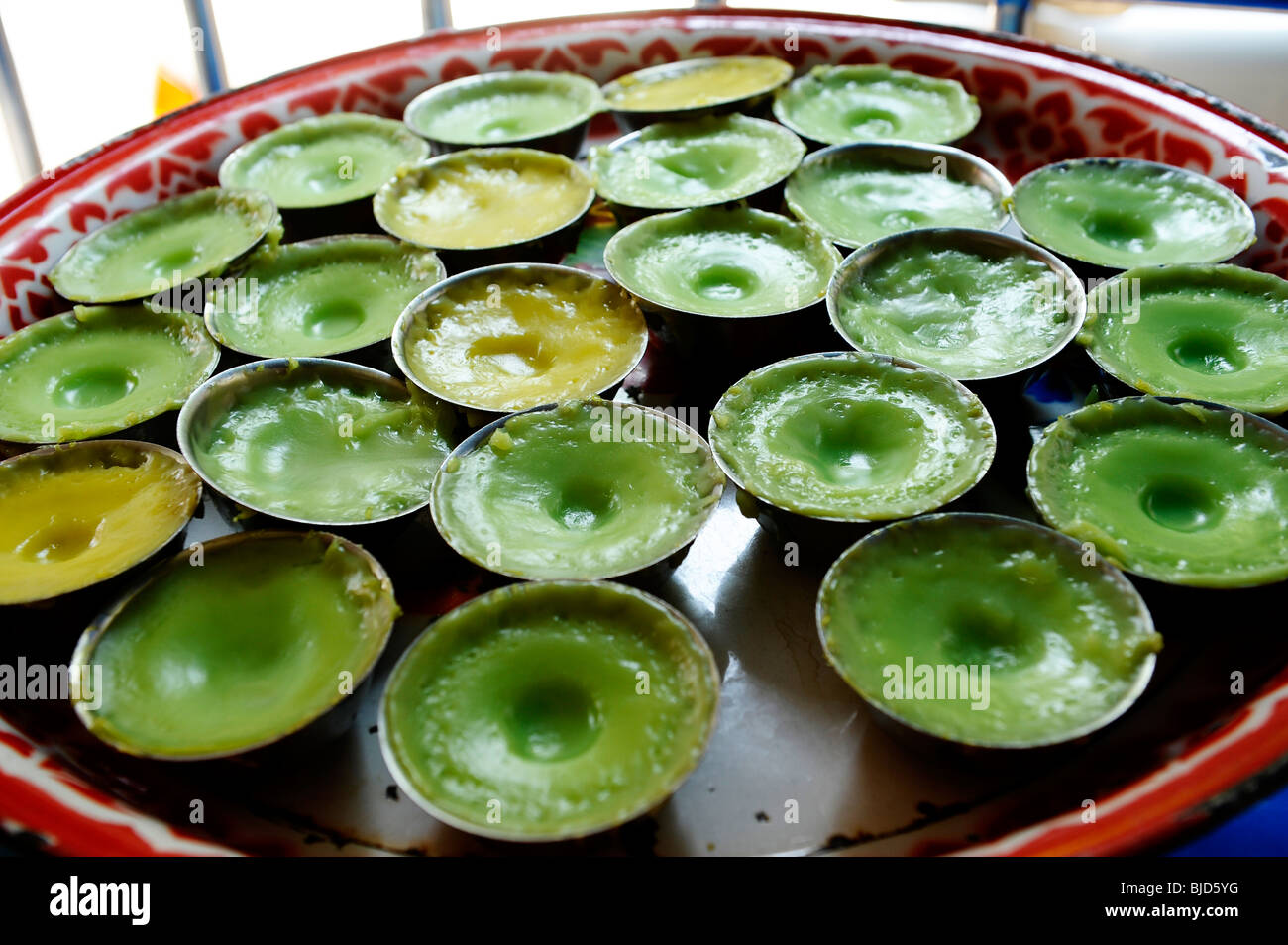 thai sweet desserts sold on the street at Wongwian Yai Market and Bang ...